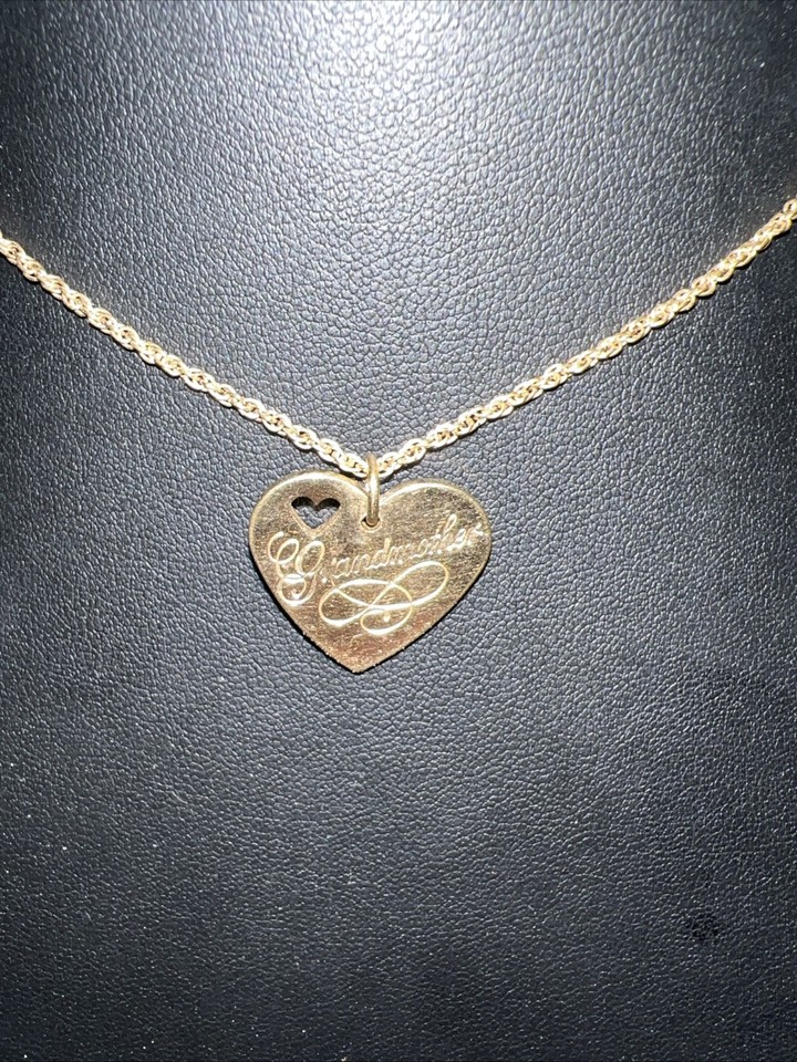 Vtg Avon "Grandmother I Love You" Gold Tone Heart 20" Necklace Engraved ...