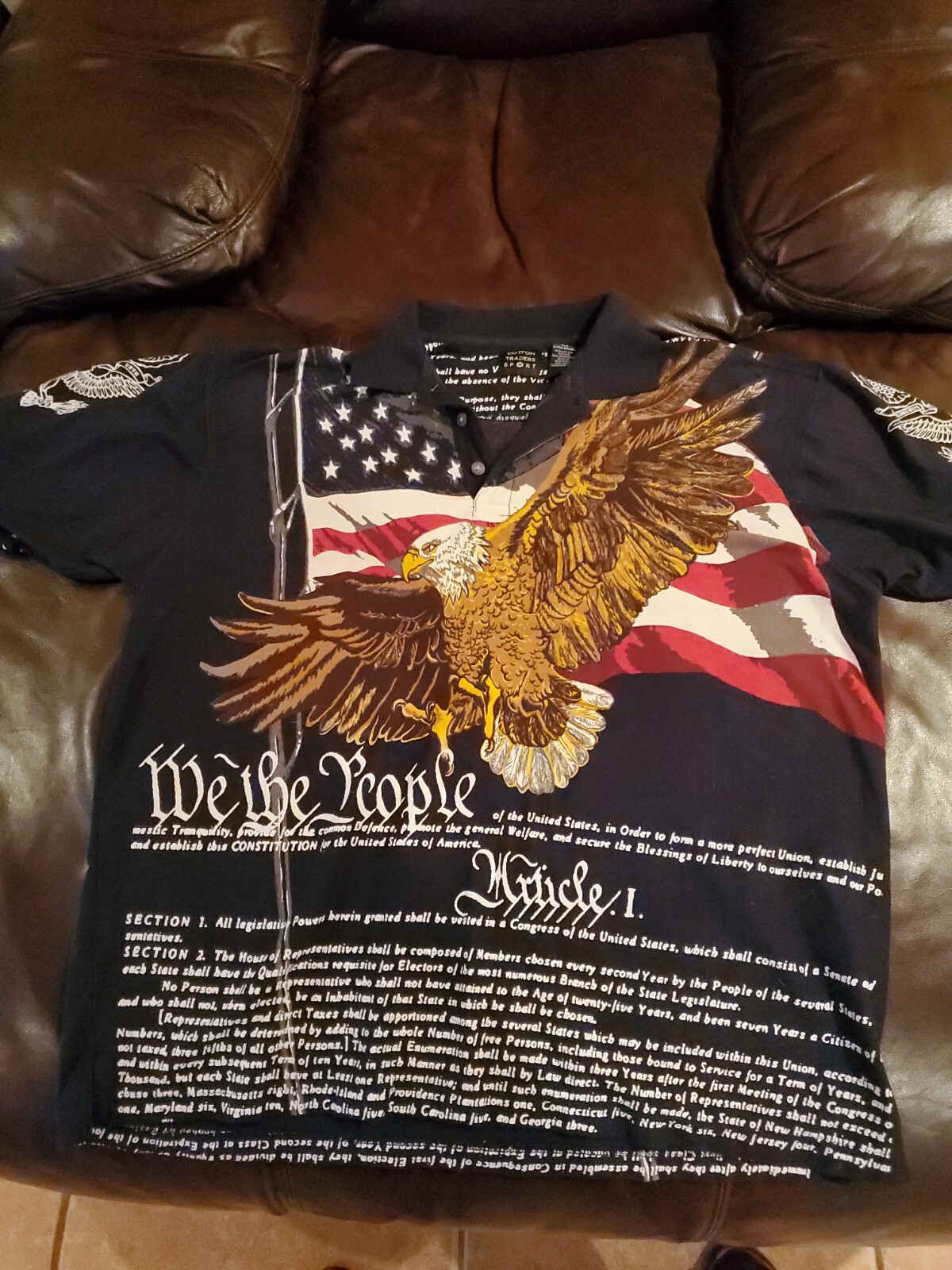 Men's Vintage USA We The People Polo Shirt Size XL - Gem