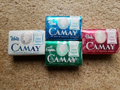 4, 5 Oz Vintage CAMAY Foil Wrap Soap Bars, Blue , Pink, White + Green ...