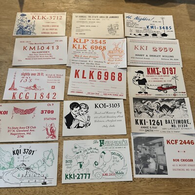 Lot Of 15 1960’/70’s CB Radio Call Number QSL Cards 15 Vintage Antique ...