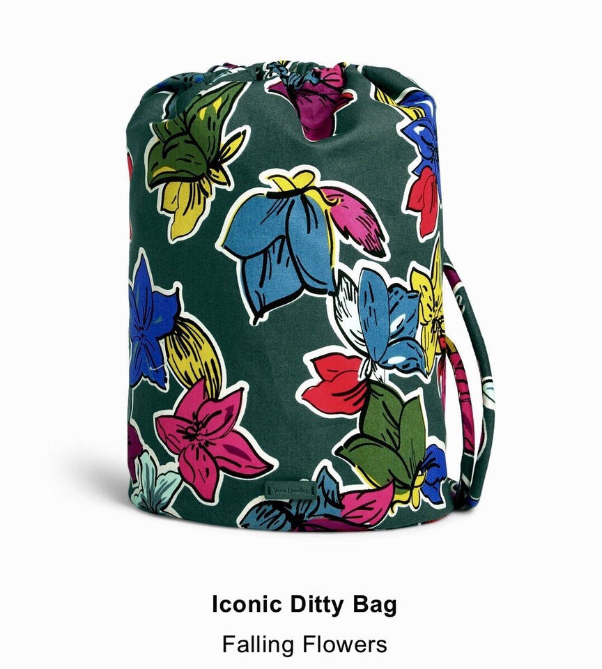 Vera Bradley Iconic Ditty Bag FALLING FLOWERS For Travel Beach Baby NWT ...
