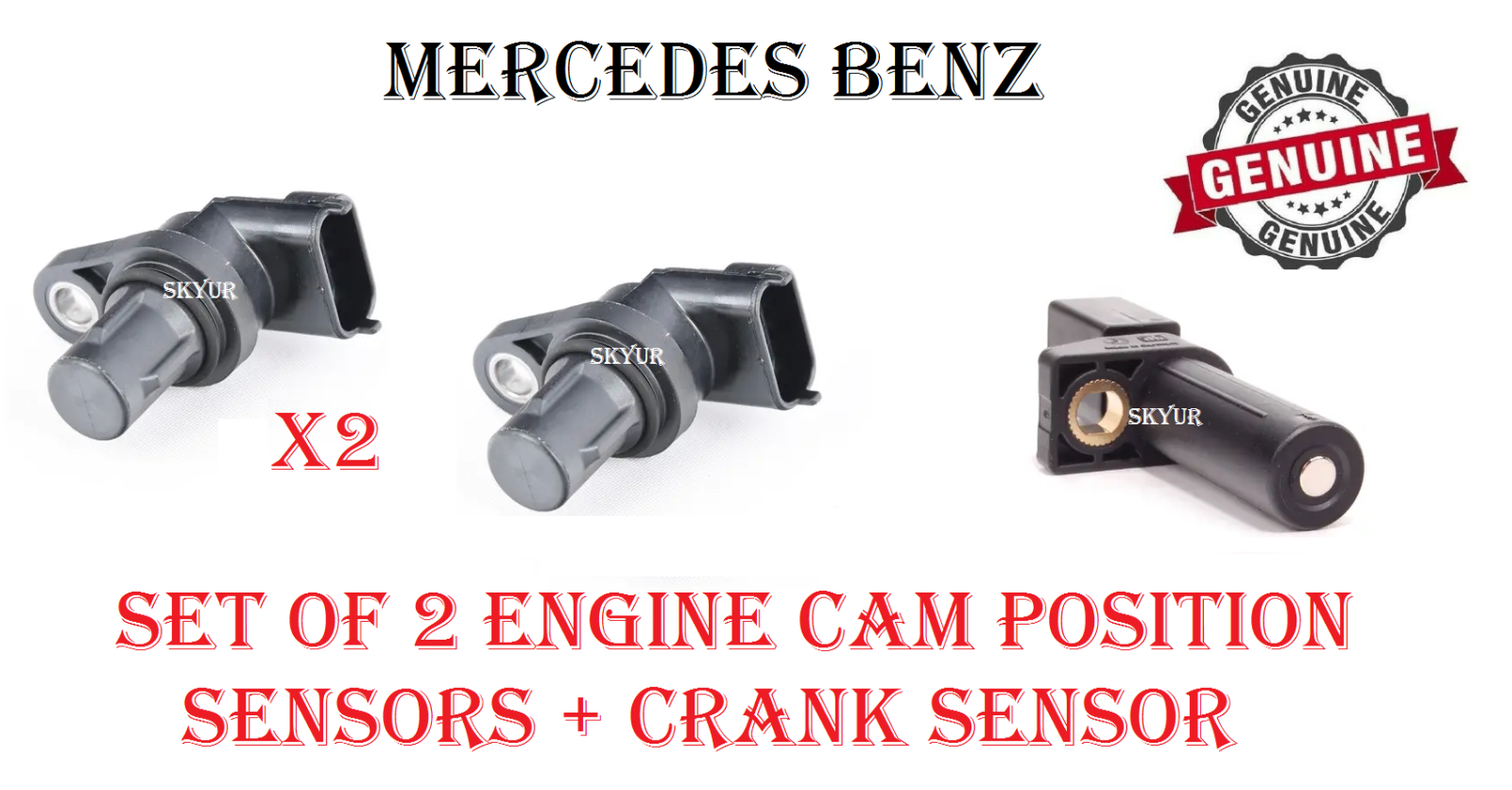 Mercedes Camshaft Cam Position Sensor Set Of 2 & Crank Sensor W211 W164 ...