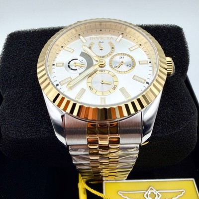 NEW Men's INVICTA Day-Date Gold Platinum Fluted Jubilee Stainless Steel ...