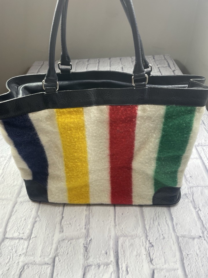 Hudson Bay HBC Striped 100% Wool Bag W Dust Bag Limited Edition Very ...