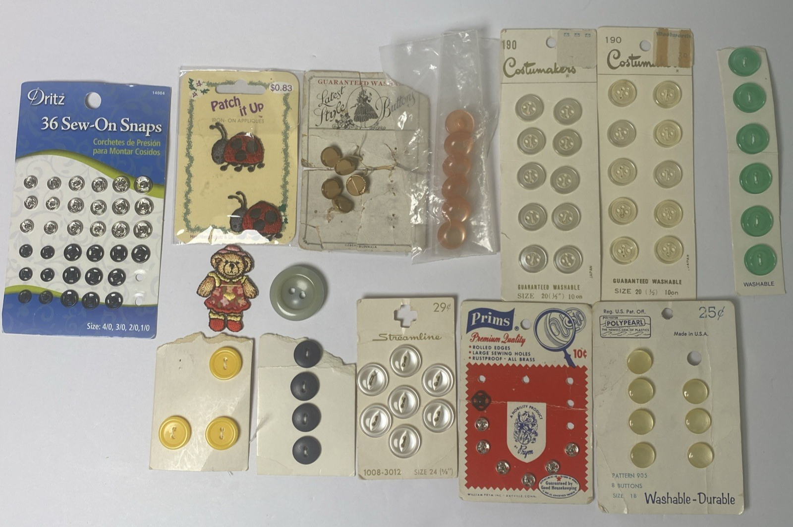 Lot Of Random Vintage Old Buttons Sewing Craft Items Snaps Patches USA ...