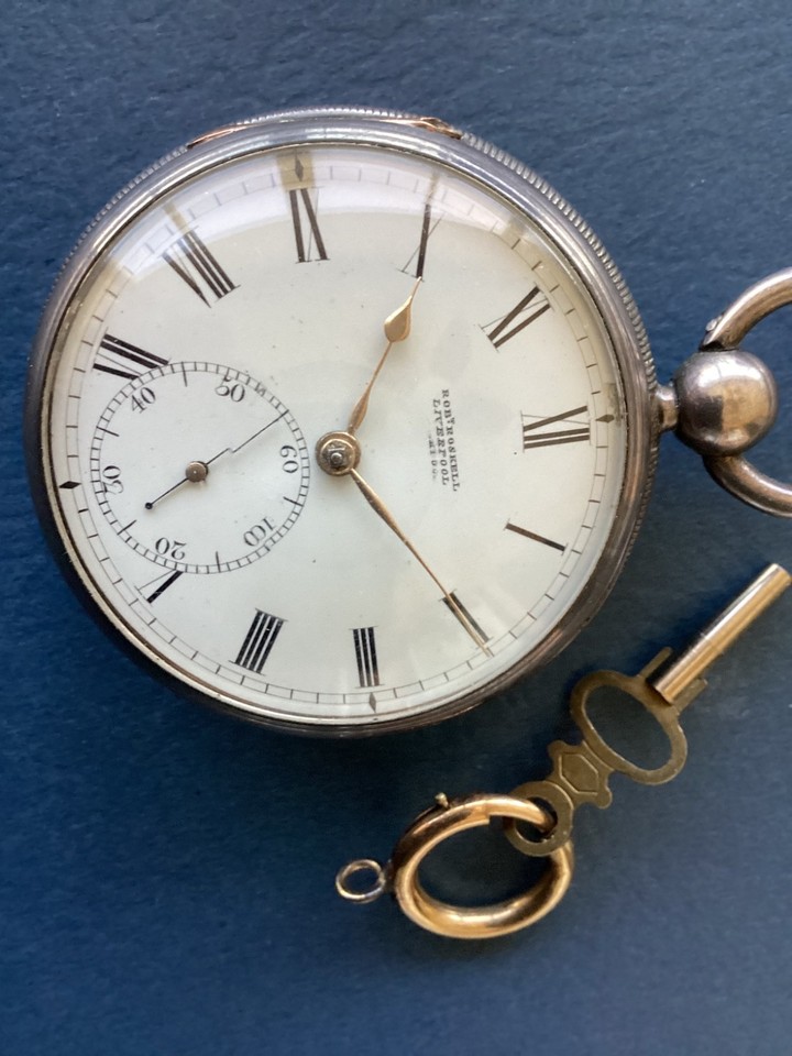 ANTIQUE SWISS ROBERT ROSKELL LIVERPOOl LARGE KEY WIND FUSEE POCKET ...