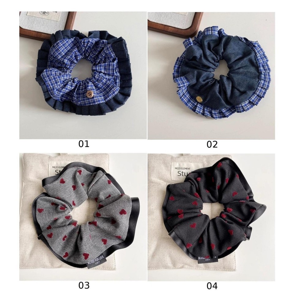 Elegant Hair Scrunchies with Blue Checkered Pattern for Fashion Lovers ...