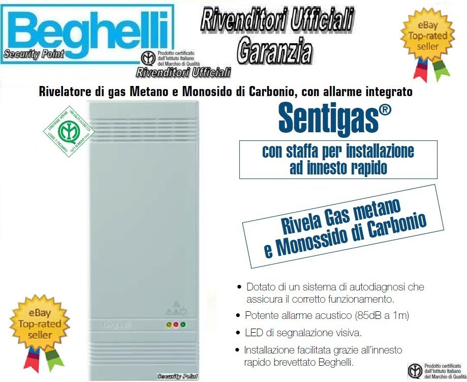 RIVENDITORI BEGHELLI RILEVATORE GAS CITTà METANO MONOSSIDO DI CARBONIO ...