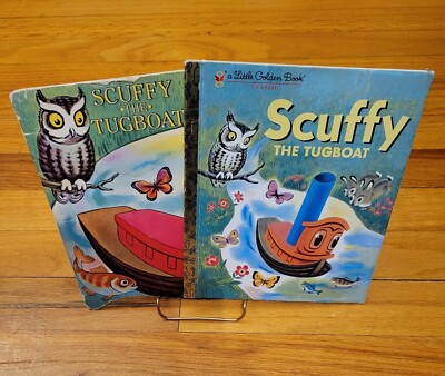 2 Vintage Scuffy the Tugboat Books ~ Little Golden Book Hardcover ...