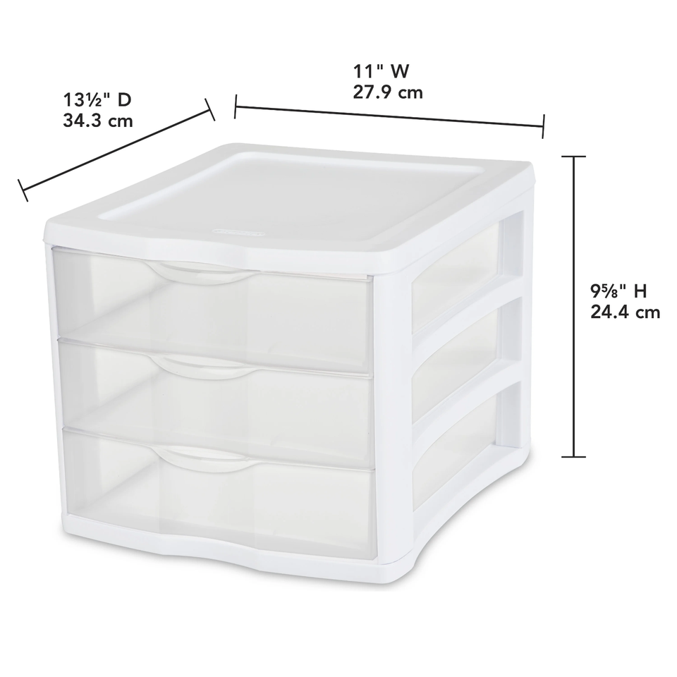 3 Drawer Plastic Storage Drawers Containers Clear Rack Cabinet ...