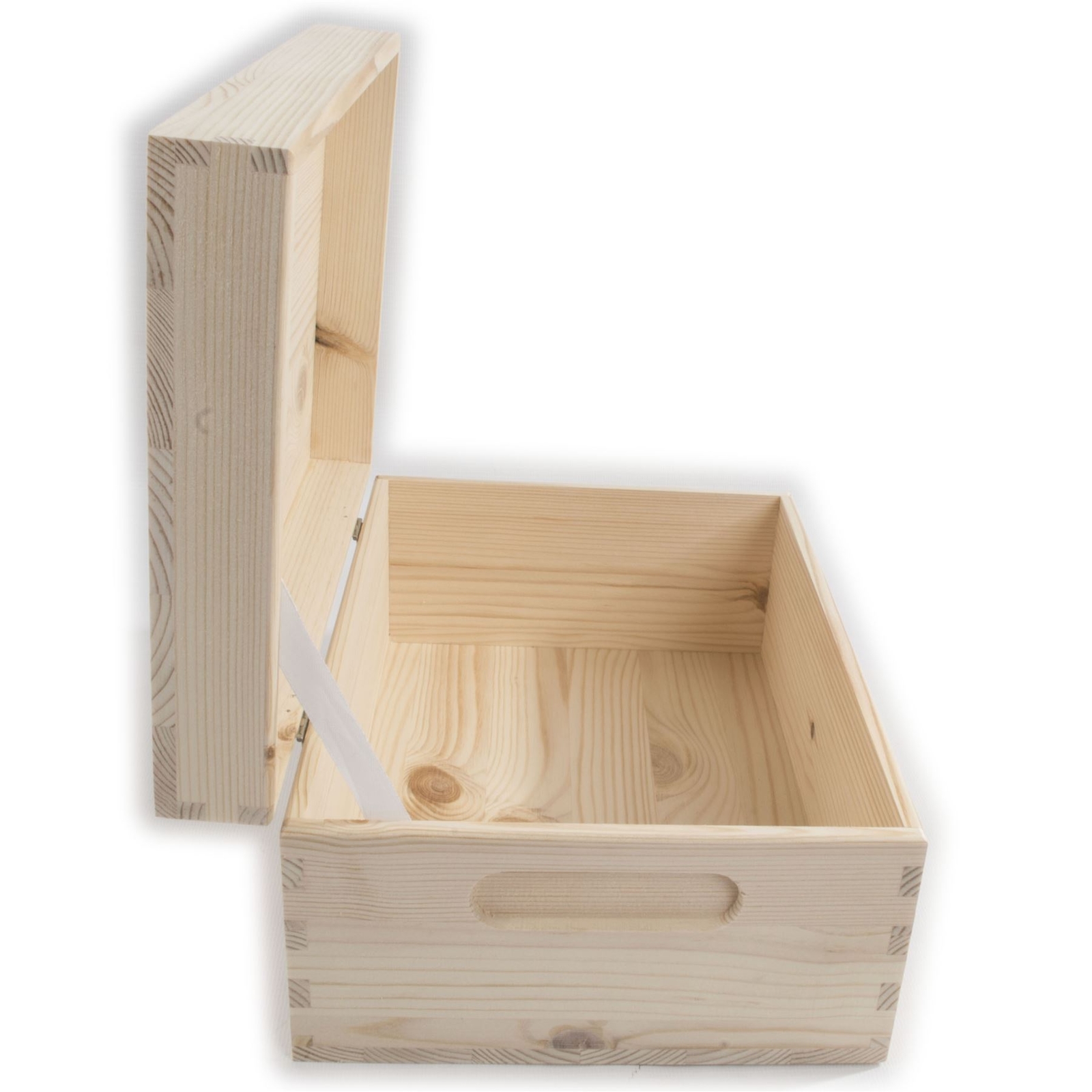 Medium Rectangular Wooden Storage Box With Lid And Handles To Decorate ...