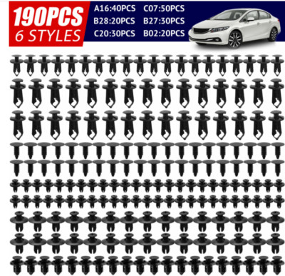 190pcs Car Body Fastener Plastic Trim Clips Push Rivets Panel Fender ...