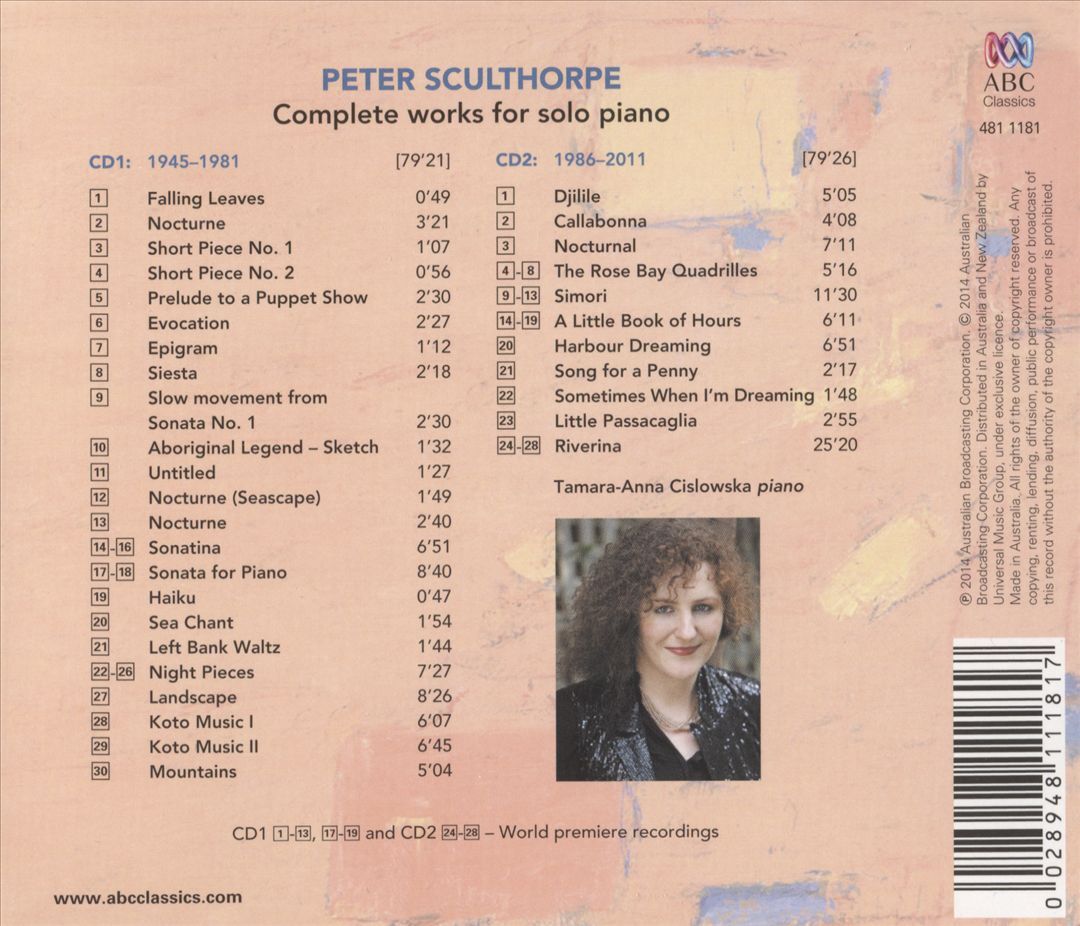 TAMARA-ANNA CISLOWSKA PETER SCULTHORPE: COMPLETE WORKS FOR SOLO PIANO ...