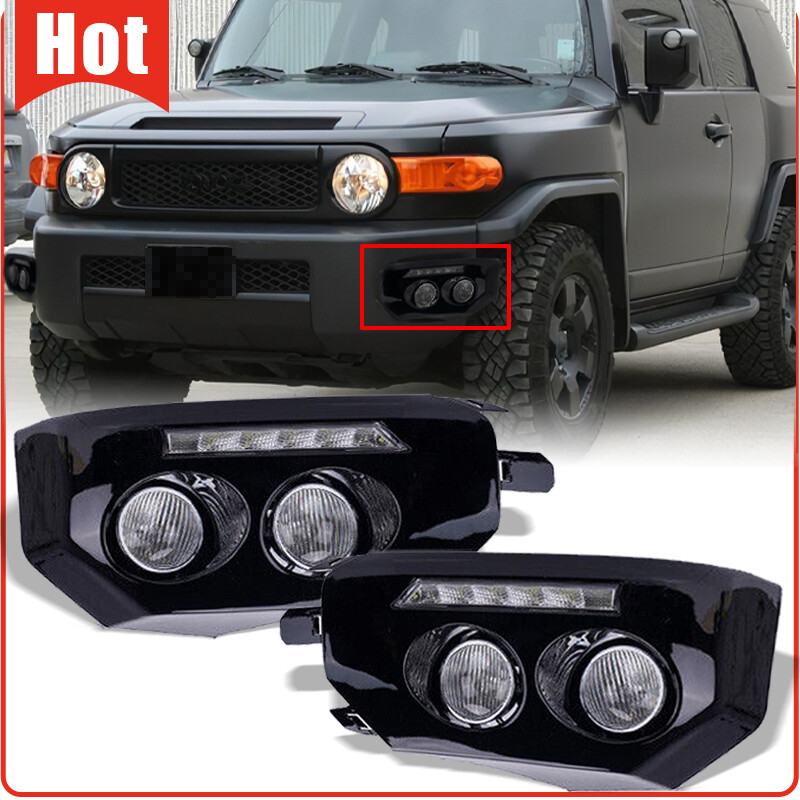 Black Bumper Fog Lights LED DRL Driving Lamp Fit For 2007-2014 Toyota ...