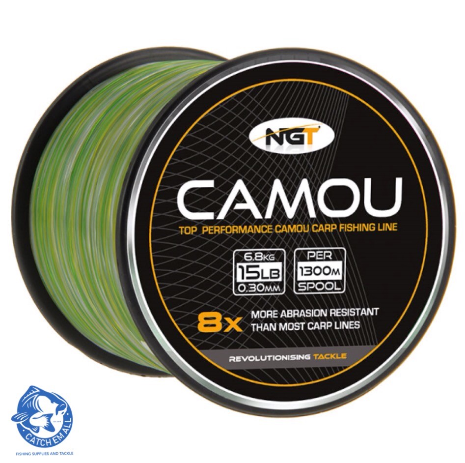 Camo Fishing Line Bulk Spool 10lb 12lb 15lb 18lb Carp Pike Coarse NGT ...