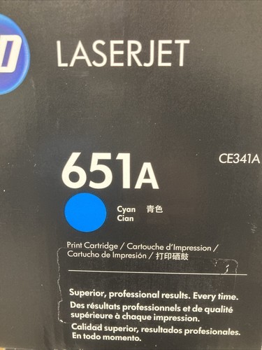 Genuine HP CE341A (651A) Cyan Toner Cartridge - NEW SEALED Damage Box ...