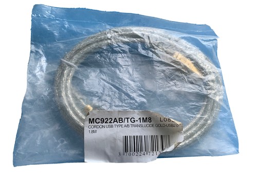 Cordon-Câble USB Type A/B Translucide Gold 1,8m/ PC Mac-Scanner ...