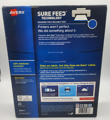 Avery 5963 White Shipping Labels, 2" x 4", 2,500 Labels (AVE5963) 250 ...