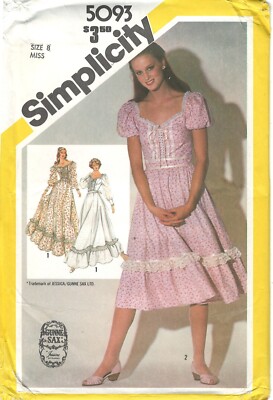 1981 Simplicity 5093 Misses Fitted Dress Gunne Sax size 8 sewing ...