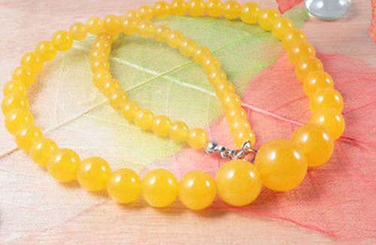 6-14mm Brazilian Yellow Topaz Round Gemstone Beaded Jewelry Necklace 18 ...
