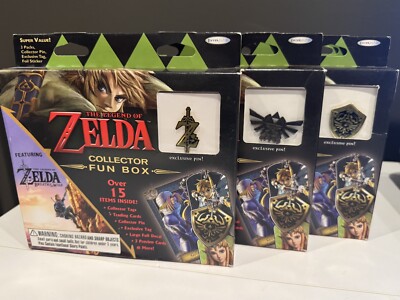 ZELDA COLLECTOR'S FUN BOX - 15 ITEMS Trading Cards, Tag, Pin LEGEND OF ...