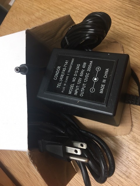 Condor D12-2ag Plug in Class 2 Transformer AC Adapter Power Supply 120v ...