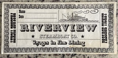 Vintage 1976 RIVERVIEW Steamboat Co Paddle Boat Restaurant Menu ...