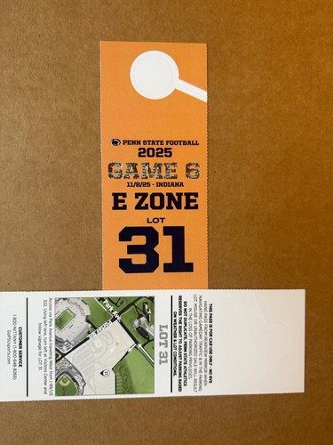 2025 PENN STATE vs Indiana Football Parking Reserved Numbered Lot 31 | eBay