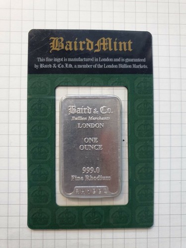 1 Oz Rhodium Barren Baird & Co England 1 Unze Rhodiumbarren Original ...