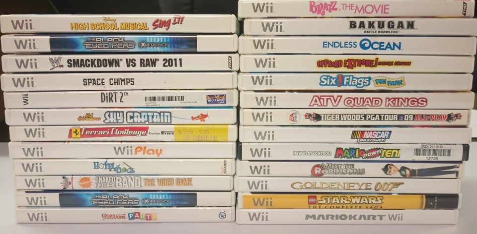 Nintendo Wii Gen 1 System + Games: Mario Kart, Mario Tennis, Goldeneye ...