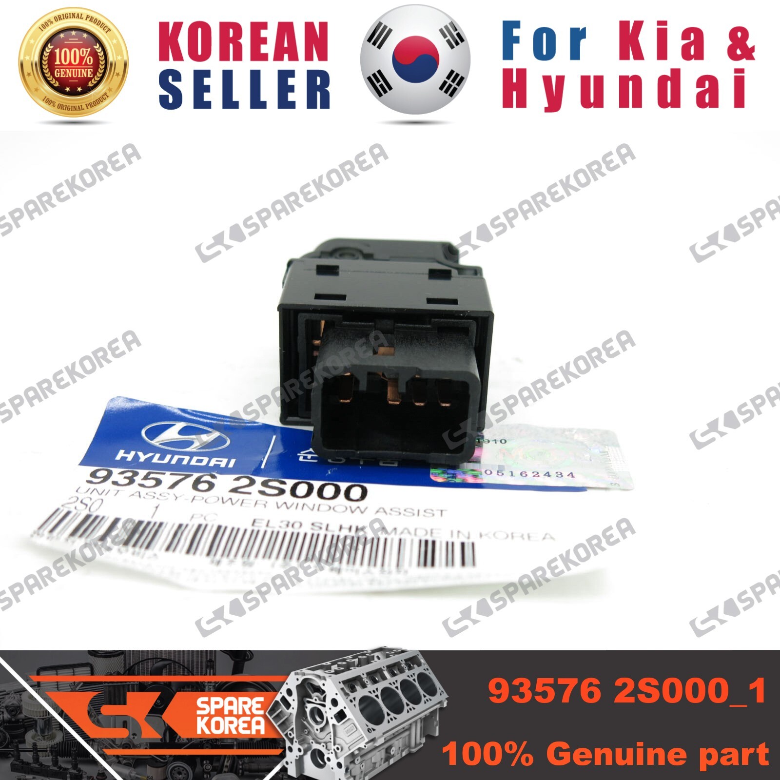 Genuine/OEM 935762S000 UNIT-POWER WINDOW ASSIST for Hyundai Tucson IX ...