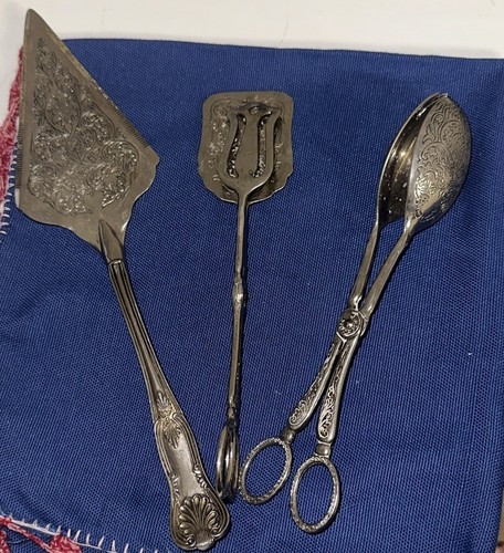 Vintage Silver Plate Cake Scissor Tongs, Pastry Server, Salad Tongs | eBay