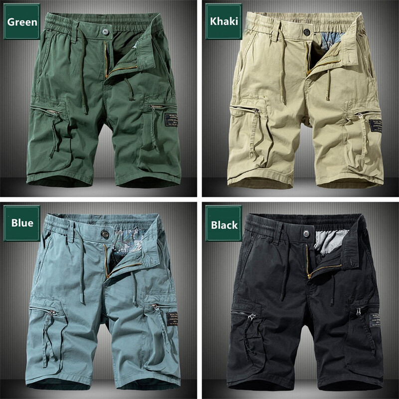 Men Outdoor Cargo Shorts Tactical Drawstring Multi Pockets Zipper ...
