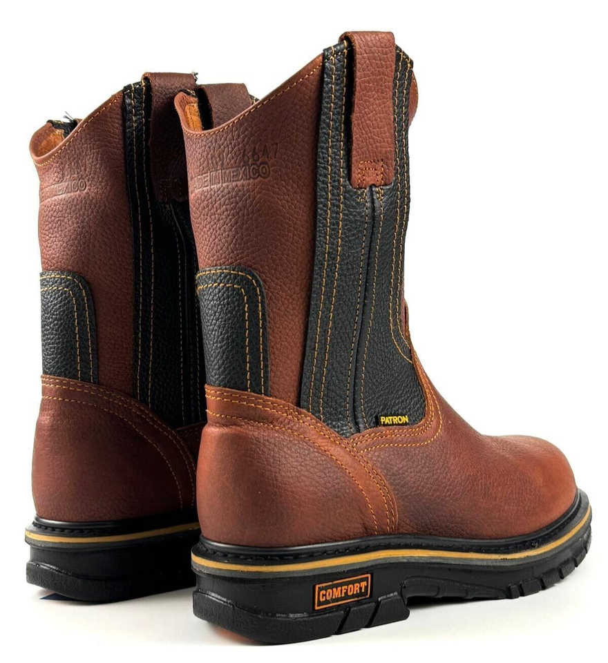 MENS WORK BOOTS OIL FULL GRAIN LEATHER BROWN SLIP RESISTANT BOTAS DE ...