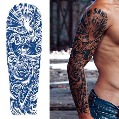 4PCS Tiger Full Arm Sleeve Tattoo Stickers Jesus God Semi-Permanent ...