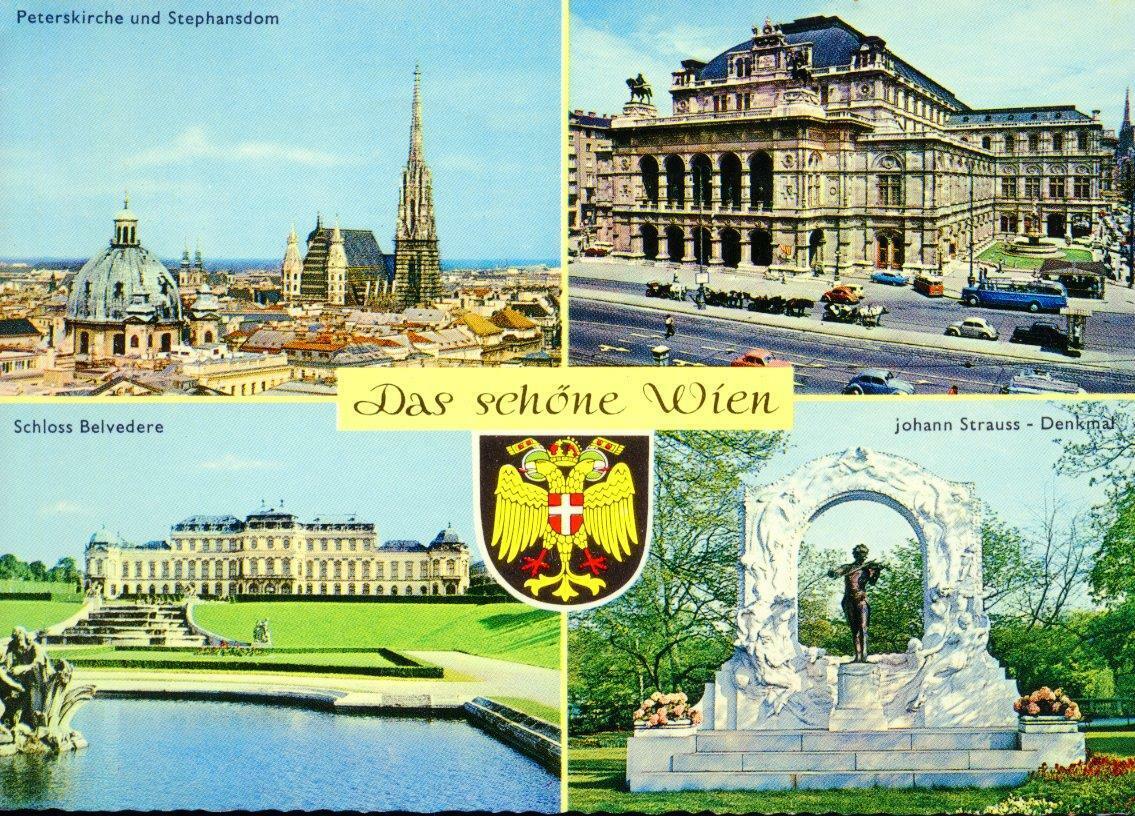 AUSTRIA- WIEN -VIENNA COLLAGE - FULL COLOUR POSTCARD C1960 REF: BUB112 ...