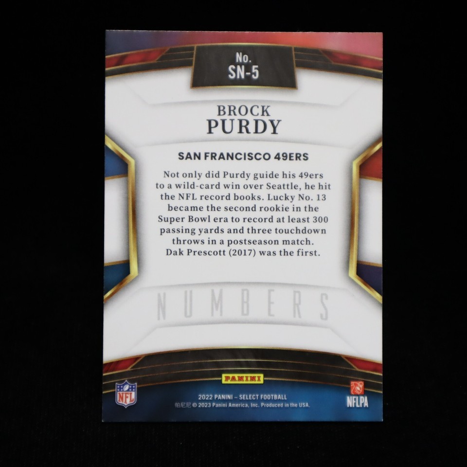 2022 Brock Purdy RC San Francisco 49ers Numbers Select #SN-5 | eBay