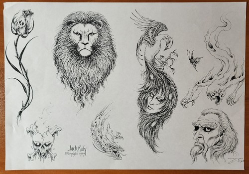 1989 VINTAGE Jack Rudy Traditional Tattoo Flash Sheet Tattooland Biker ...