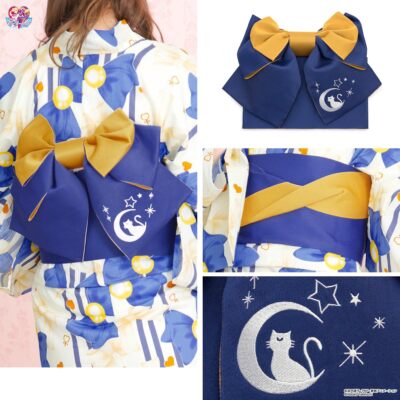 SAILOR MOON YUKATA OBI SET Japan Kimono White Navy ribbon from japan | eBay