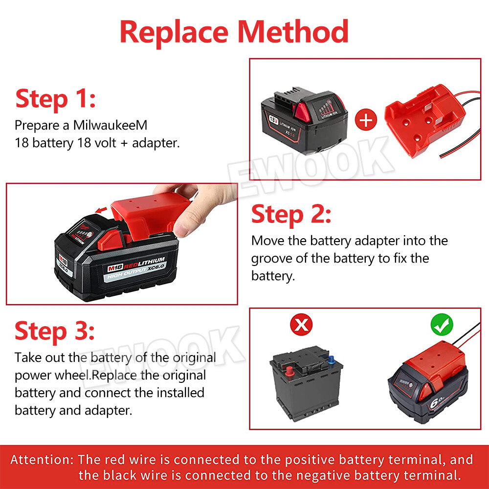 Battery Adapter For Milwaukee M18 18V To Dock Power 2 Wirings Output ...