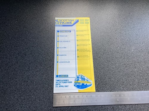 Scottish Citylink Bus Group Route 931-934 Timetable October 1986 London ...