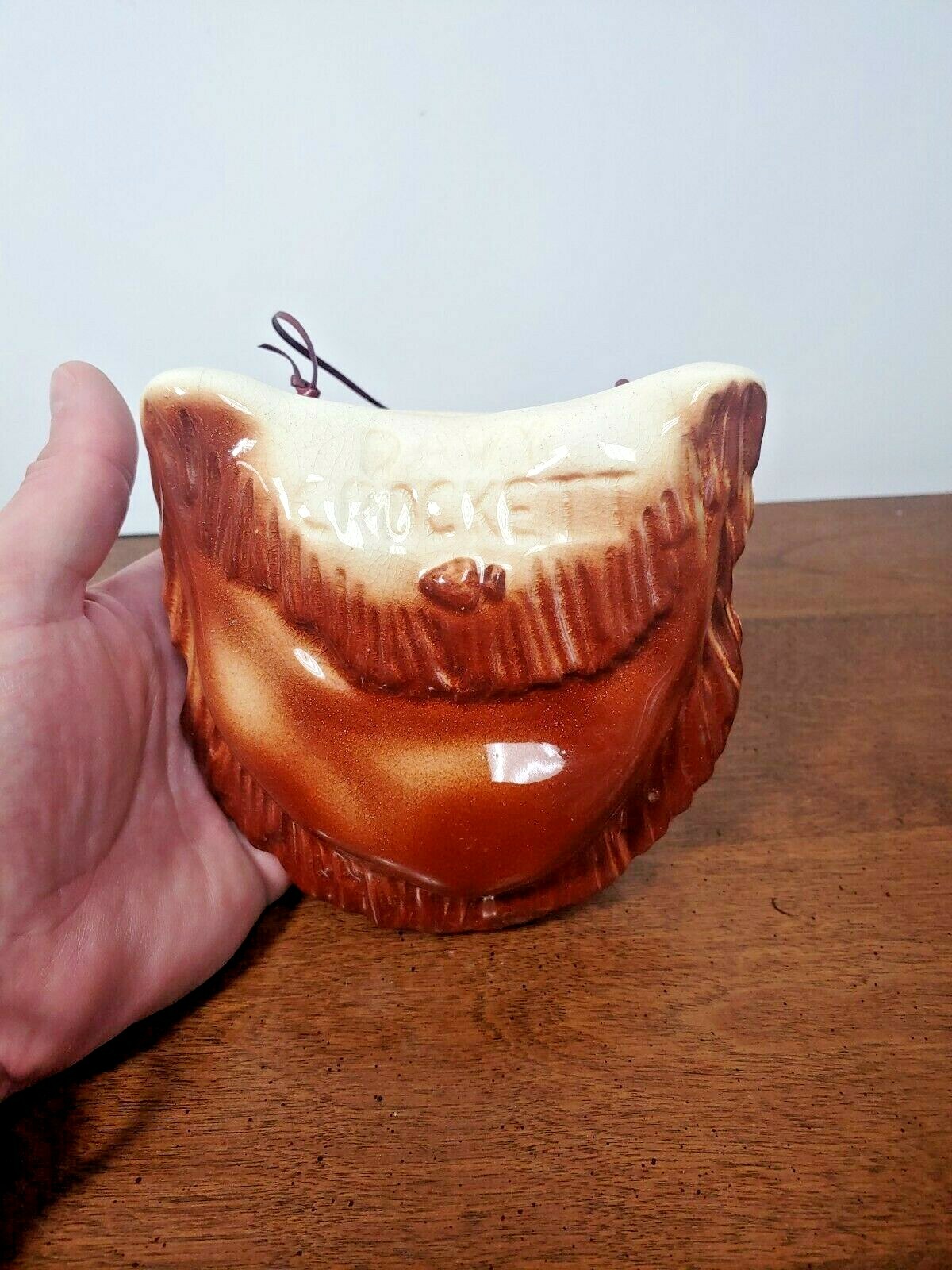 SCARCE VINTAGE DAVY CROCKETT FRINGED BAG WALL POCKET - POTTERY | eBay