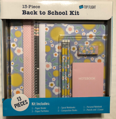 GIrl’s Top Flight 13-Piece Back to School Kit Binder Notebooks Pencils ...
