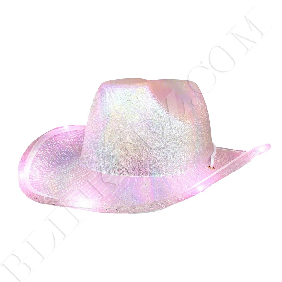 Cowboy Hat Light Up PINK Flashing LED Brim Fun Light Up Hat - Party ...