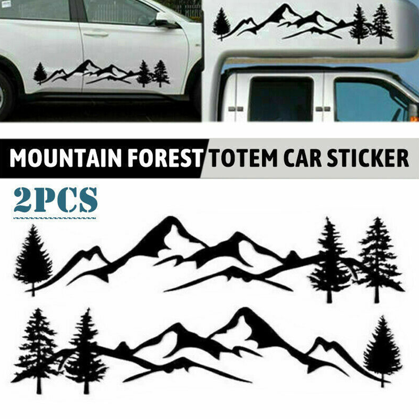 Tree Mountain Car Decal Forest Vinyl Graphic For Camper RV Trailer ...