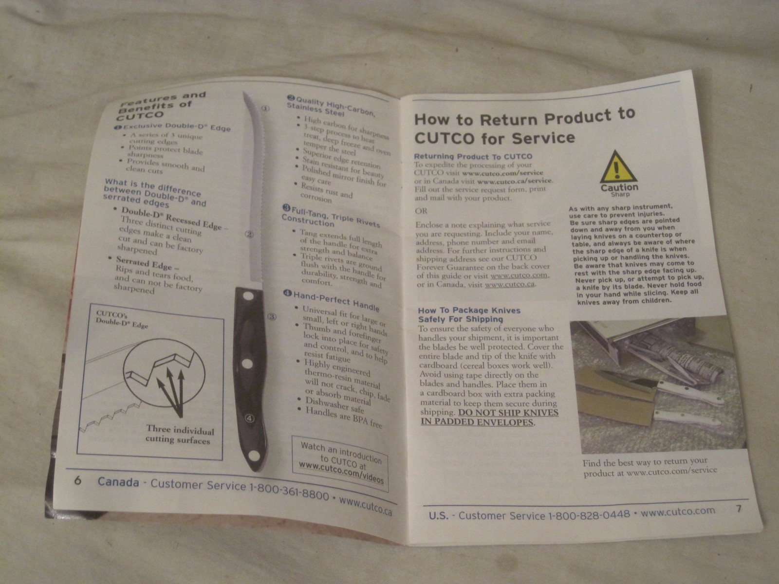Cutco User Guide & Product Care Cutlery manual reference booklet | eBay