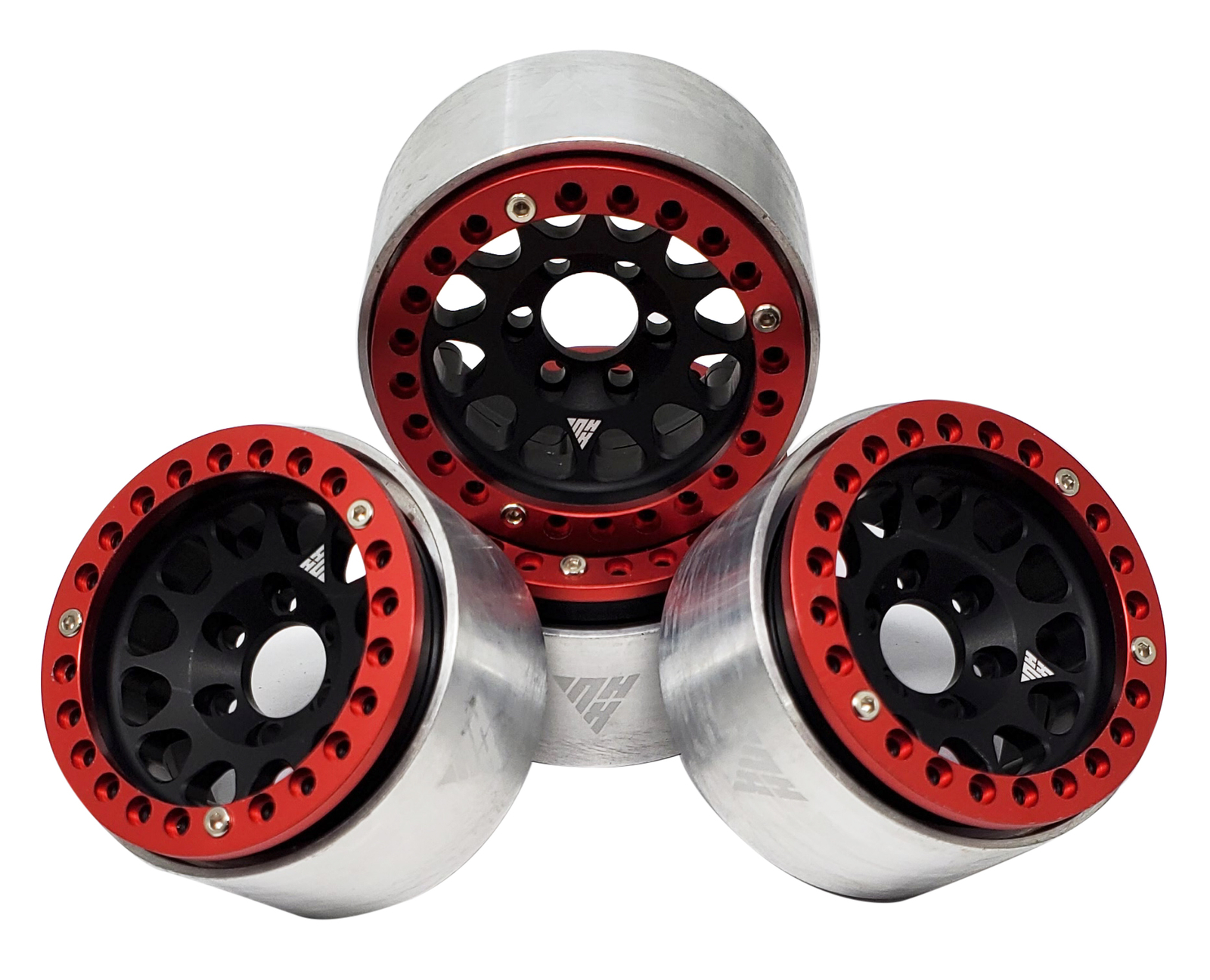 NHX RC 1.9" Aluminum Beadlock Crawler Wheels Rims - M105 Black/Red 4pcs ...
