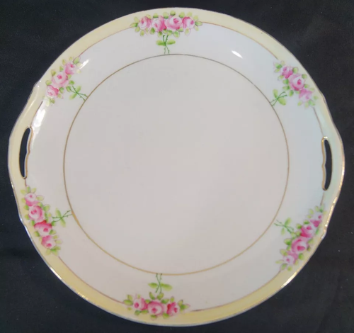 Nippon Hand Painted Pink Roses Cream & Gold Gilt Cake Plate Circa 1891 ...
