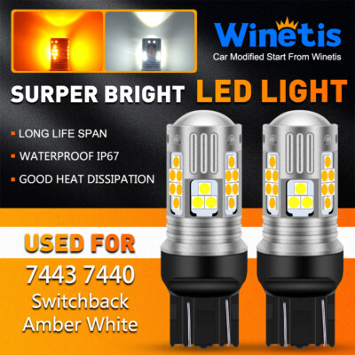 7443 T20 7443 LED 36SMD Switchback Turn Signal DRL Side Light Bulbs ...