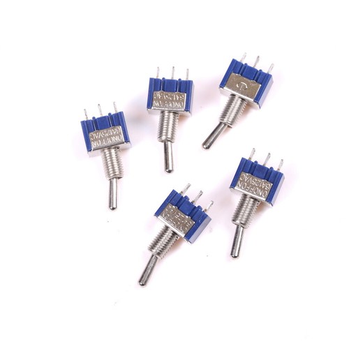5Pcs ON-OFF-ON 3Pin 3Position Mini Latching Toggle Switch AC 125V/6A OZ ...